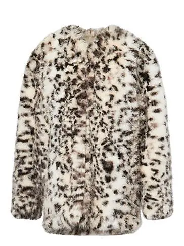 Isabel Marant Aglae Printed Faux-fur Coat - Ecru Black
