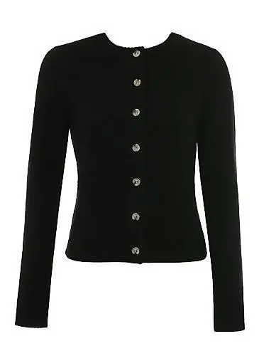 House Of Cb Round-neck Merino-wool And Cashmere-blend Cardigan - Black