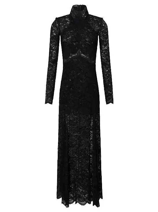 Rabanne Lace Long-sleeved Maxi Dress - Black