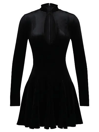 House Of Cb Stella Cut-out Stretch-velvet Mini Dress - Black