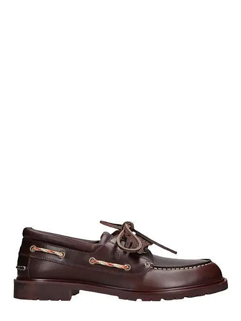 Burberry Leather Boat Shoes - Wine