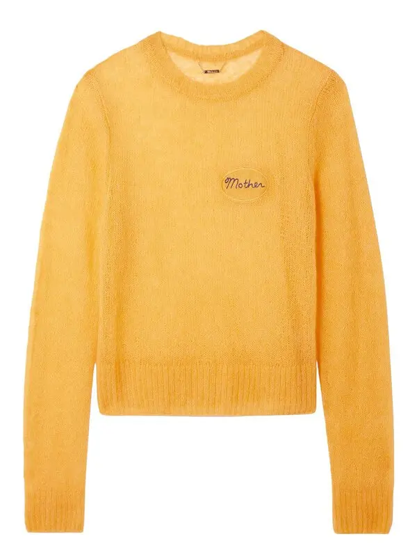 MOTHER Embroidered Open-knit Alpaca-blend Sweater - Yellow