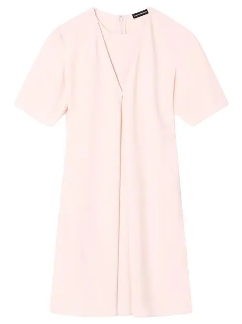 Emporio Armani Technical Cady Dress With Front Box Pleat - Pink