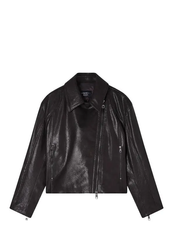 Emporio Armani Oversized Biker Jacket - Brown