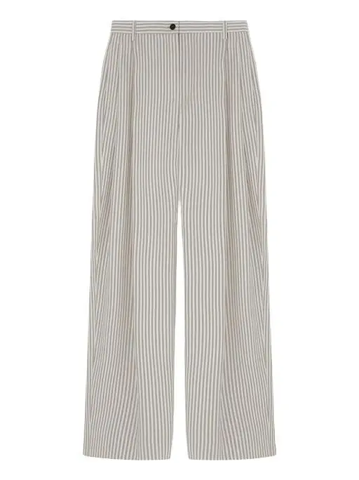 Emporio Armani Striped Fluid Crêpe Darted Trousers - Brown / Neutral