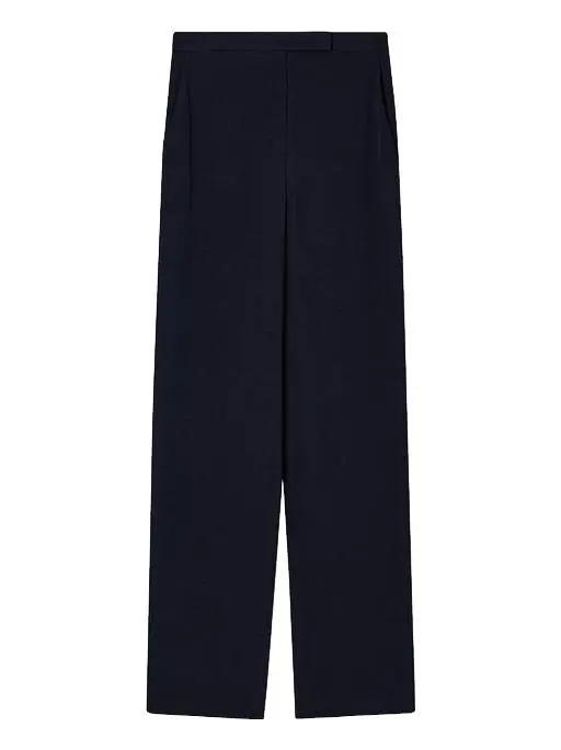 Emporio Armani Icon Trousers In Fluid Armure Fabric - Blue