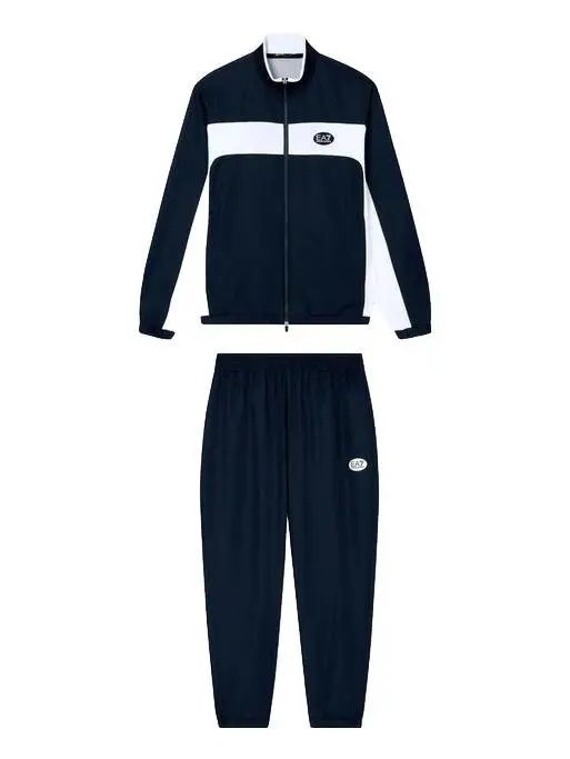 Emporio Armani Pro Tennis Tracksuit In Ventus7 Colour Block Technical Fabric - Navy