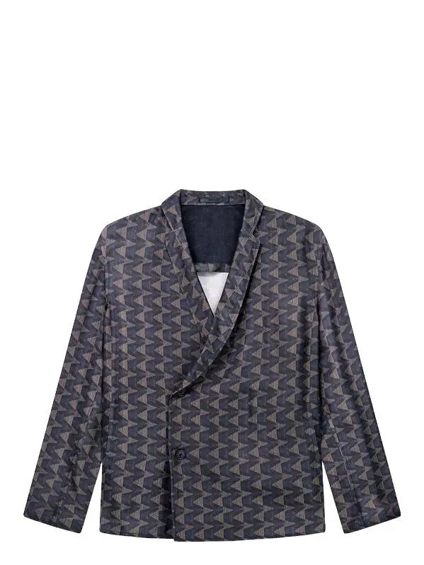 Giorgio Armani Single-breasted Geometric Print Jacket - Natural