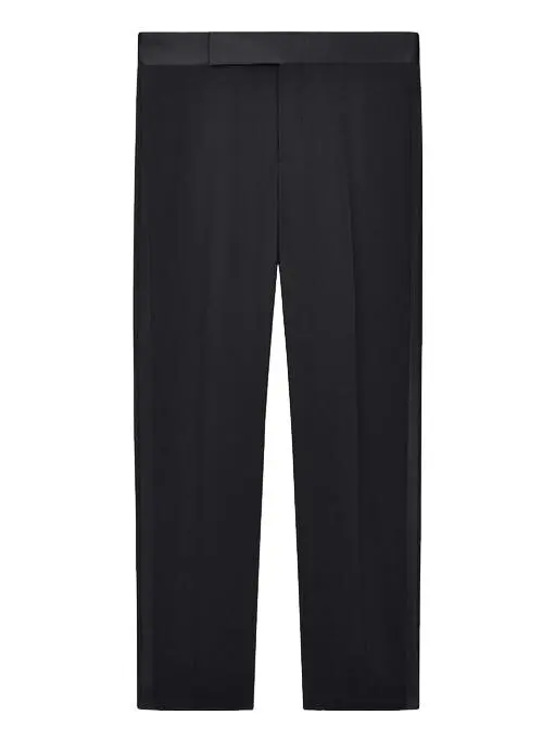 Giorgio Armani Flat-front Wool Crepe Tuxedo Trousers - Black