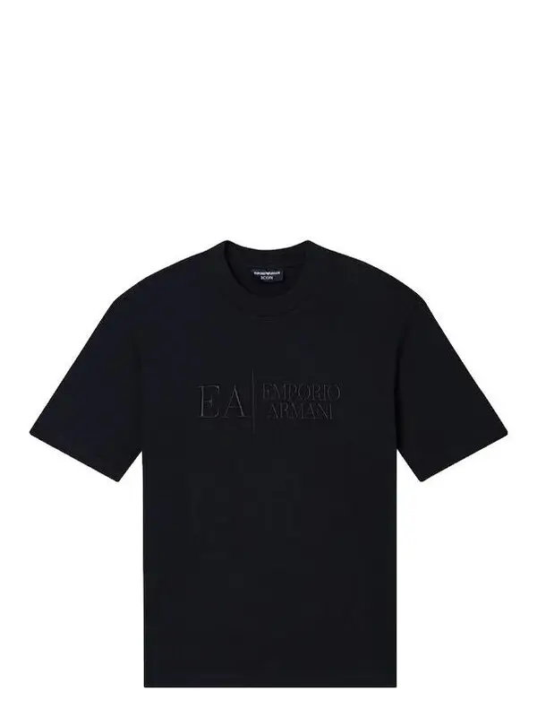 Emporio Armani Interlock Jersey T-shirt With Icon Embroidery - Red