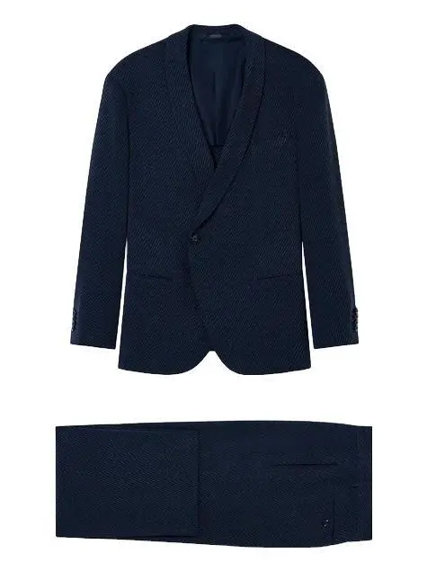Giorgio Armani Cupro Blend Jacquard Suit - Navy