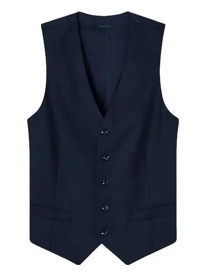 Giorgio Armani Single-breasted Virgin Wool Waistcoat - Navy