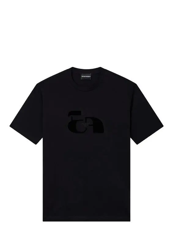 Emporio Armani Jersey T-shirt With Op-art Embroidery - Black