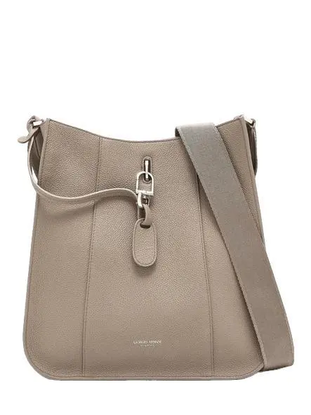 Giorgio Armani Pebbled Leather Shoulder Bag - Beige
