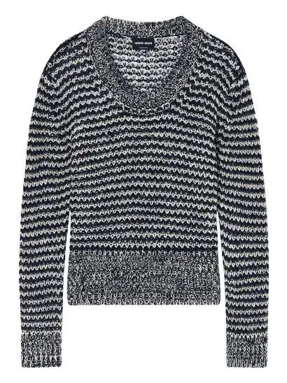 Giorgio Armani Linen-blend Striped Jumper - Blue