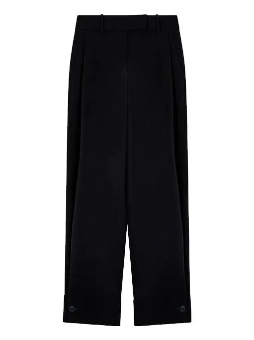 Giorgio Armani Silk Cady Pleated Trousers - Black