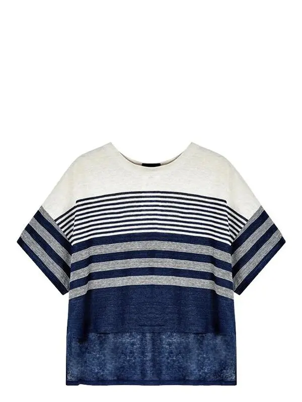 Giorgio Armani Striped Linen Jersey Crew-neck Jumper - Blue