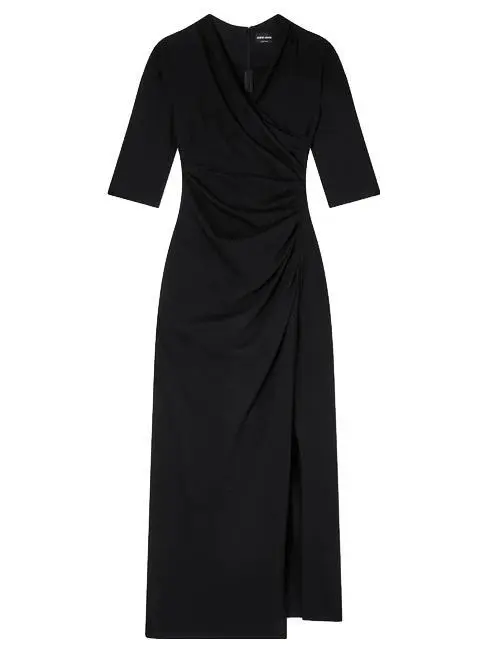 Giorgio Armani Viscose-blend Milano Stitch Midi Dress - Black