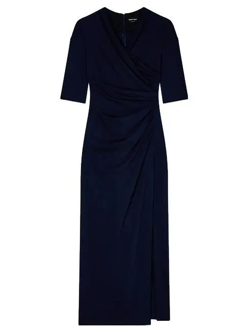 Giorgio Armani Viscose-blend Milano Stitch Midi Dress - Blue