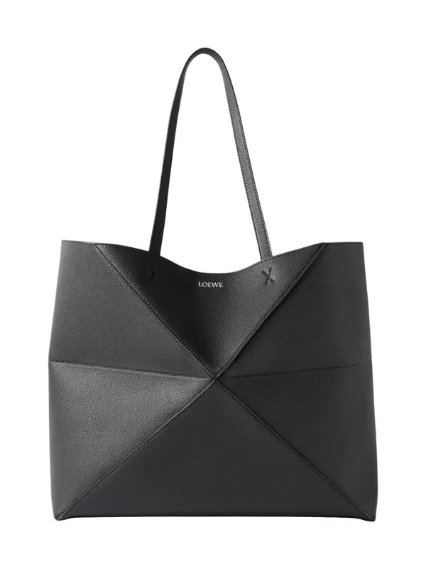 Loewe Puzzle Fold Horizontal Large Textured-leather Tote - Black