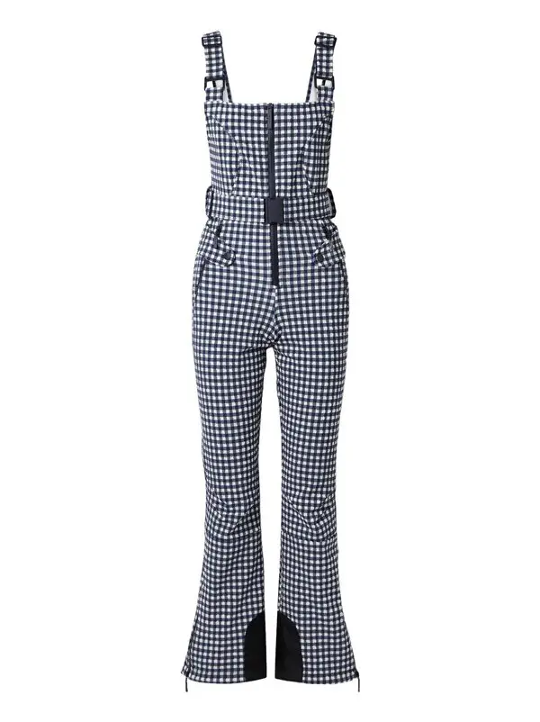 Cordova Gingham Seersucker Ski Salopettes With Belt - Blue