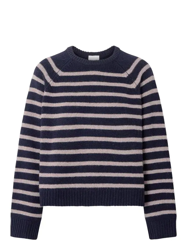 ALLUDE Striped Wool And Cashmere-blend Sweater - Blue