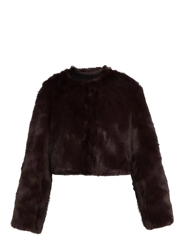 Staud Casimira Faux Fur Jacket - Earth