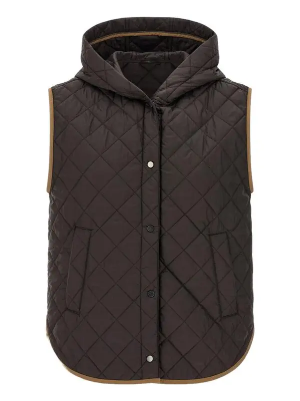 Brunello Cucinelli Quilted Nylon Down Vest - Brown