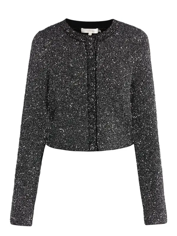 LoveShackFancy Ferra Sequined Knit Cardigan - Black