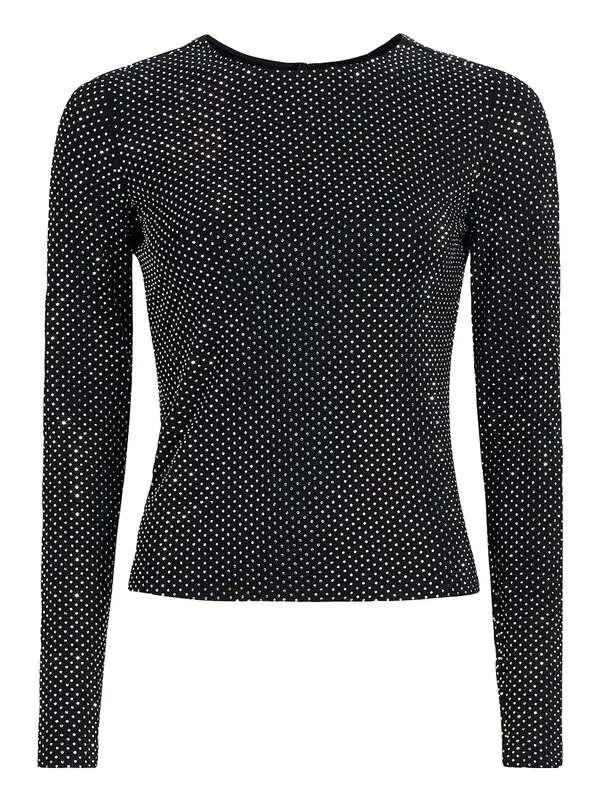 FRAME Rhinestone Jersey Top - Black