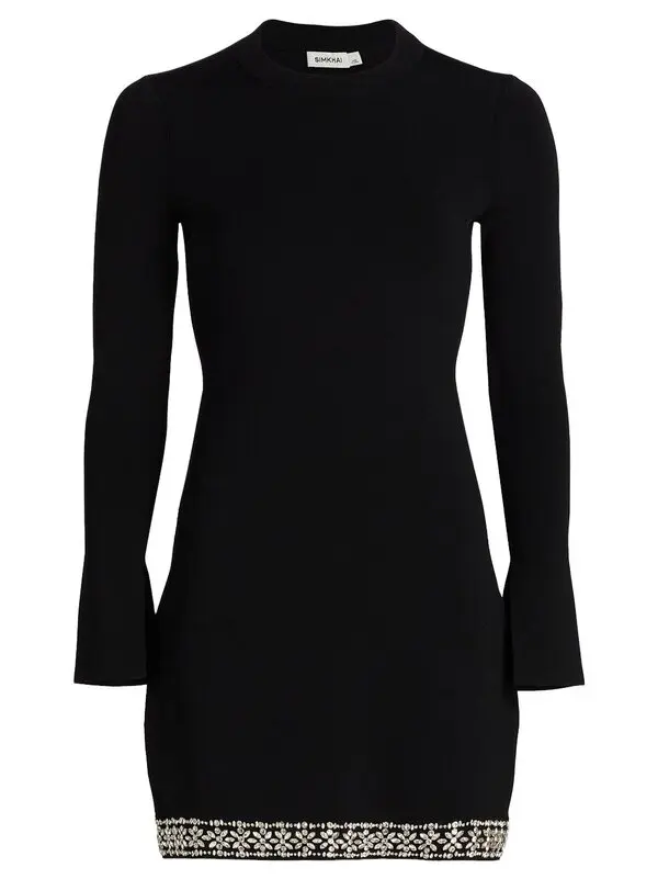 Simkhai Farley Embellished Knit Mini Dress - Black