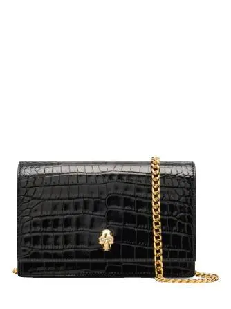 Alexander McQueen Skull Croc-embossed Clutch - Neronero