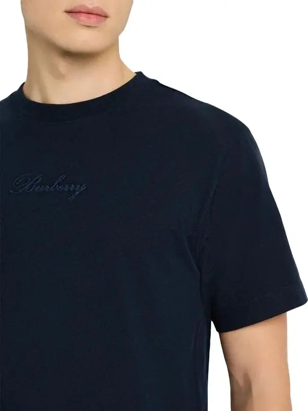 Burberry Apos;s Check Cursive Logo Cotton T-shirt - Navy