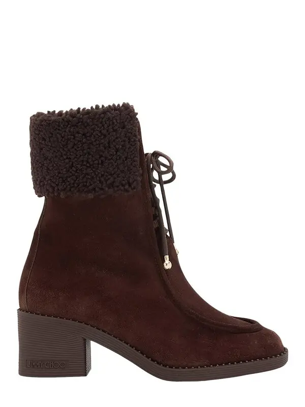 JIMMY CHOO Hali 60 Suede Ankle Boots - Chocolate
