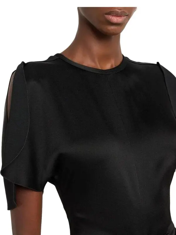 Victoria Beckham Satin Maxi Dress With Gathered Waist - Black
