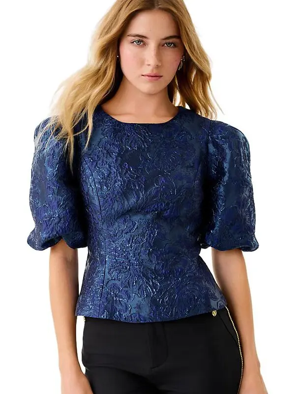 Lilly Pulitzer® Medora Jacquard Top - Low Tide Navy Nightshade Brocade