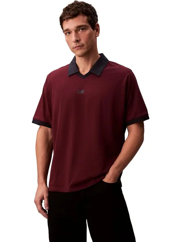 Calvin Klein Monogram Logo Classic Polo Shirt - Deep Rouge