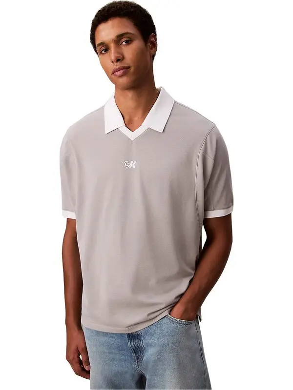Calvin Klein Monogram Logo Classic Polo Shirt - Formal Gray