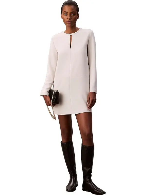 Calvin Klein Crepe Tailored Mini Dress - Chalk