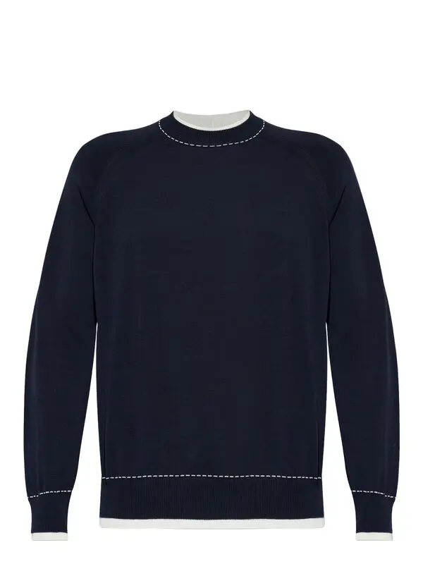 Eleventy Crew Neck Fine Knit Sweater - Navy Blue