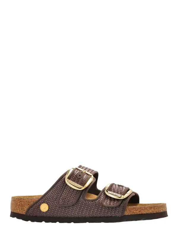 BIRKENSTOCK Arizona Big Buckle Raffia Slides - Brown