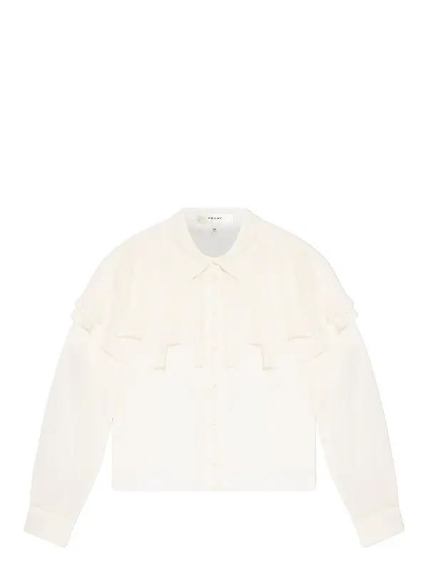 FRAME Ruffled Silk Shirt - Cream