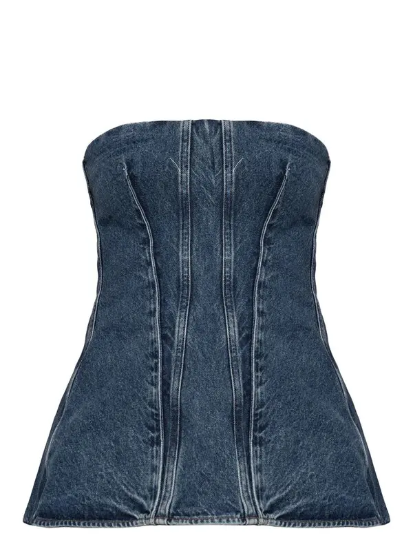 AGOLDE Strapless Denim Top - Blue