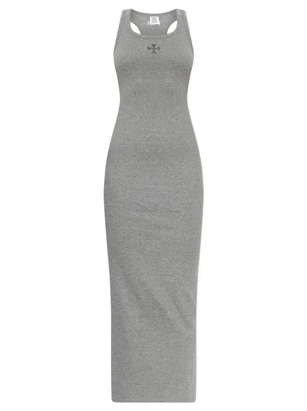 Vetements Mid-calf Ribbed Knit Strap Dress - Grey