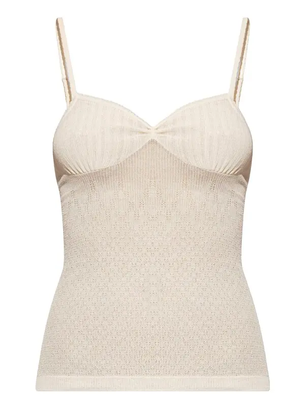 Victoria Beckham Ribbed Strappy Tank Top - Cream