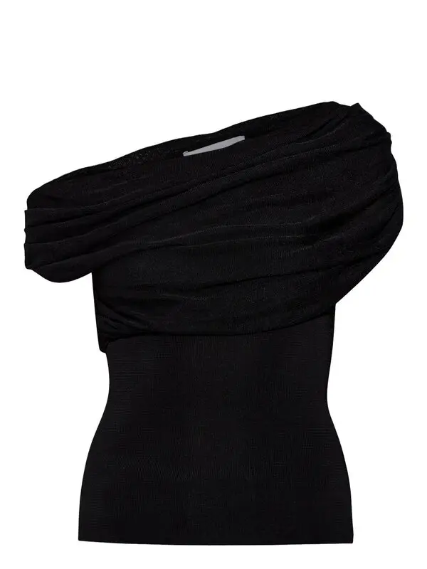 SELF-PORTRAIT One-shoulder Top - Black