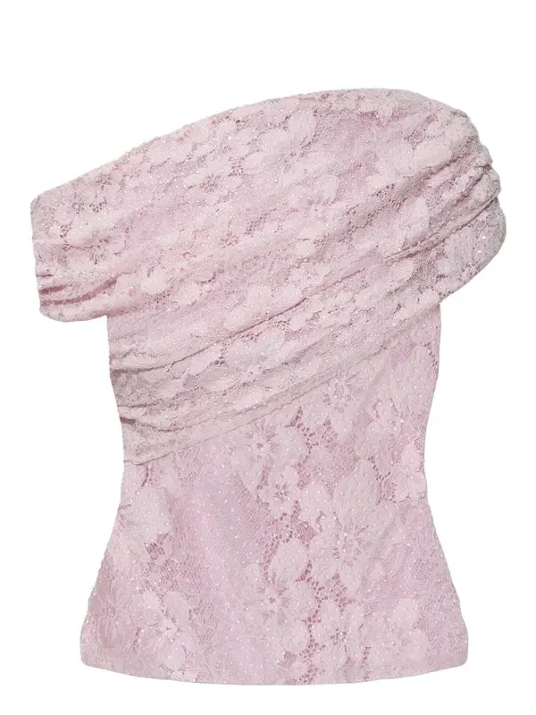SELF-PORTRAIT Lace Top With Sequins - Pink