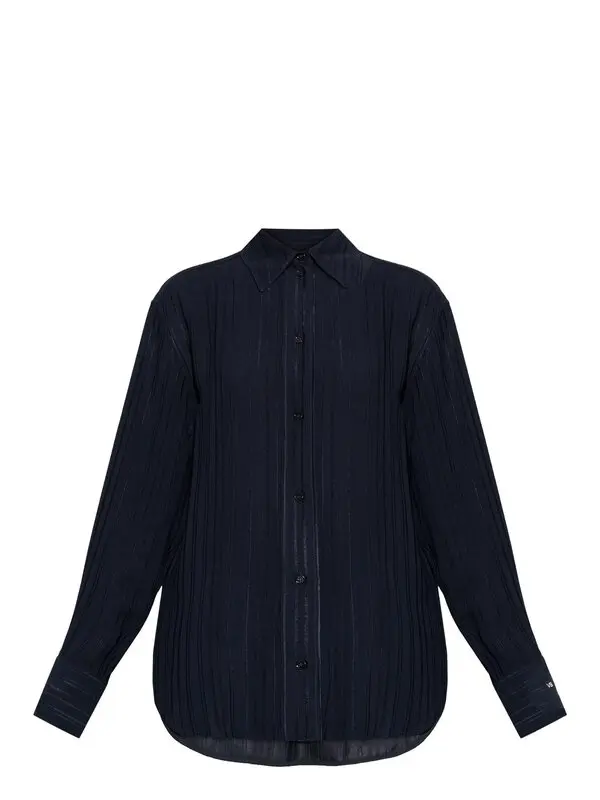 Victoria Beckham Striped Viscose Shirt - Navy Blue