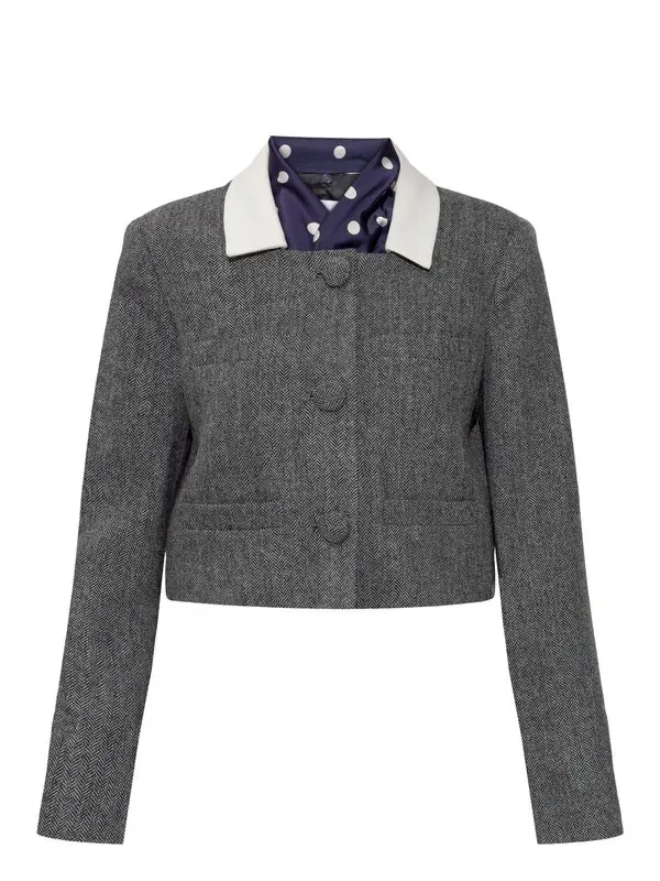 SELF-PORTRAIT Blazer With Detachable Scarf - Grey