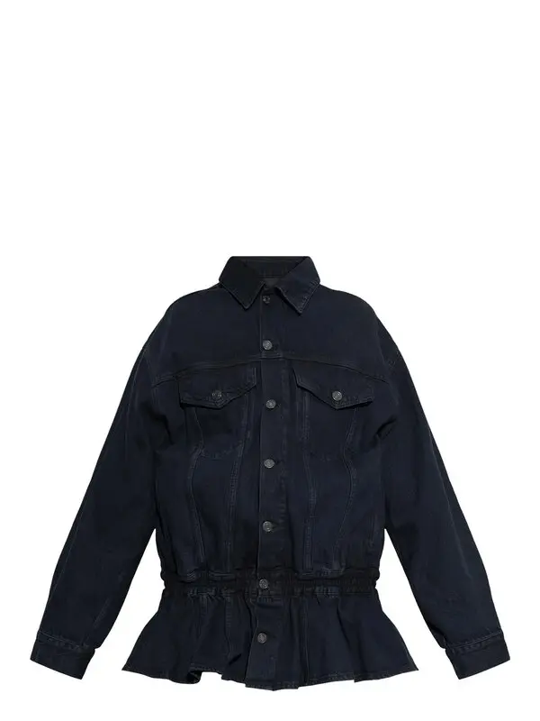 AGOLDE Denim Peplum Jacket - Navy Blue